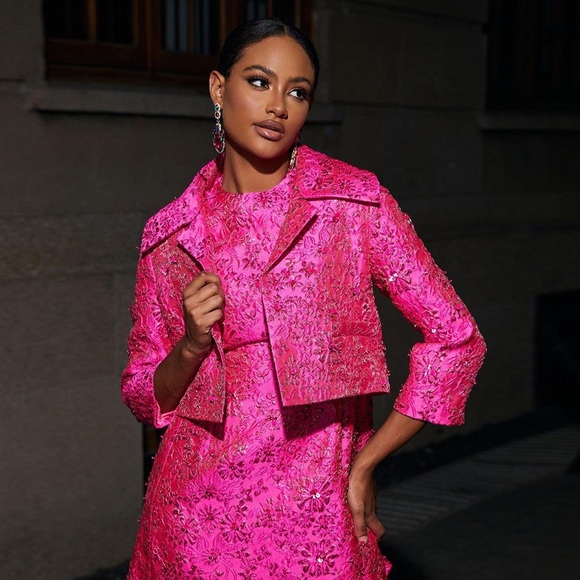 Mew Mews | Jackets & Coats | Mew Mews Aanya Jacquard Floral Blazer Size ...